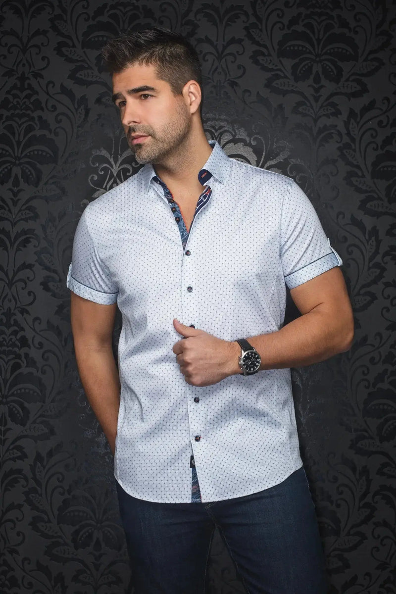 AU NOIR I Short Sleeve Shirt I Faro White Blue